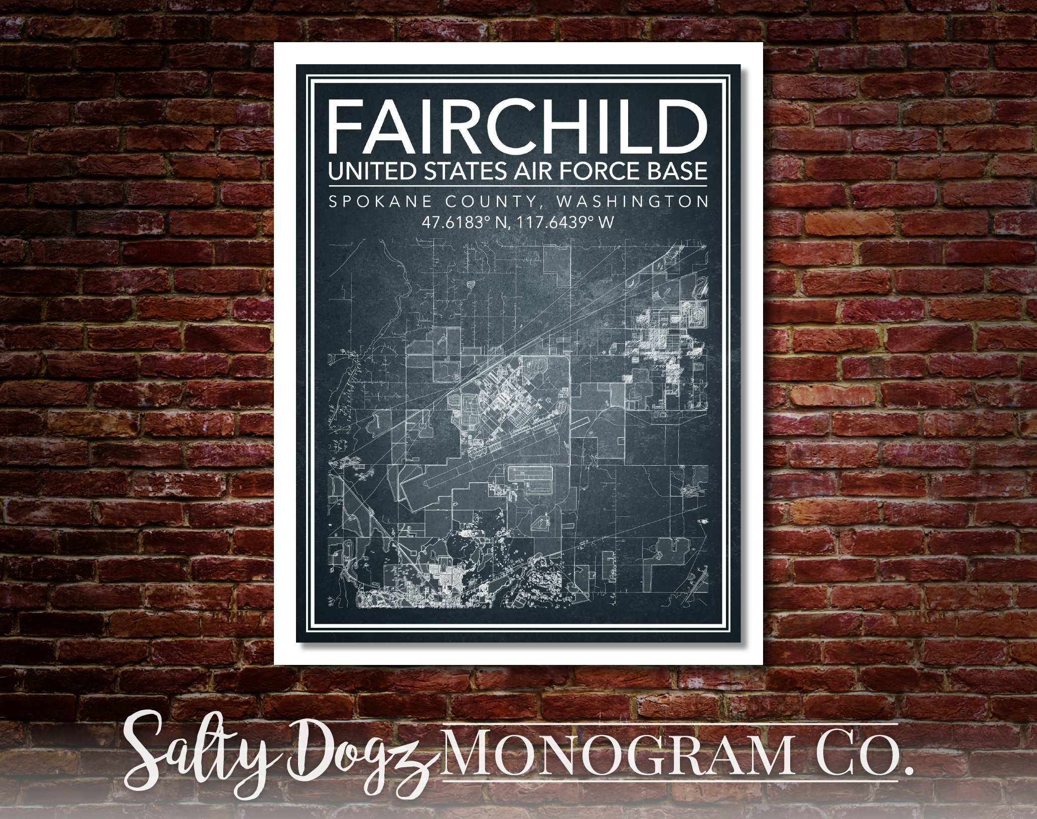 Wall Art Map of Fairchild Air Force Base West Mcfarlane Road - Etsy ...
