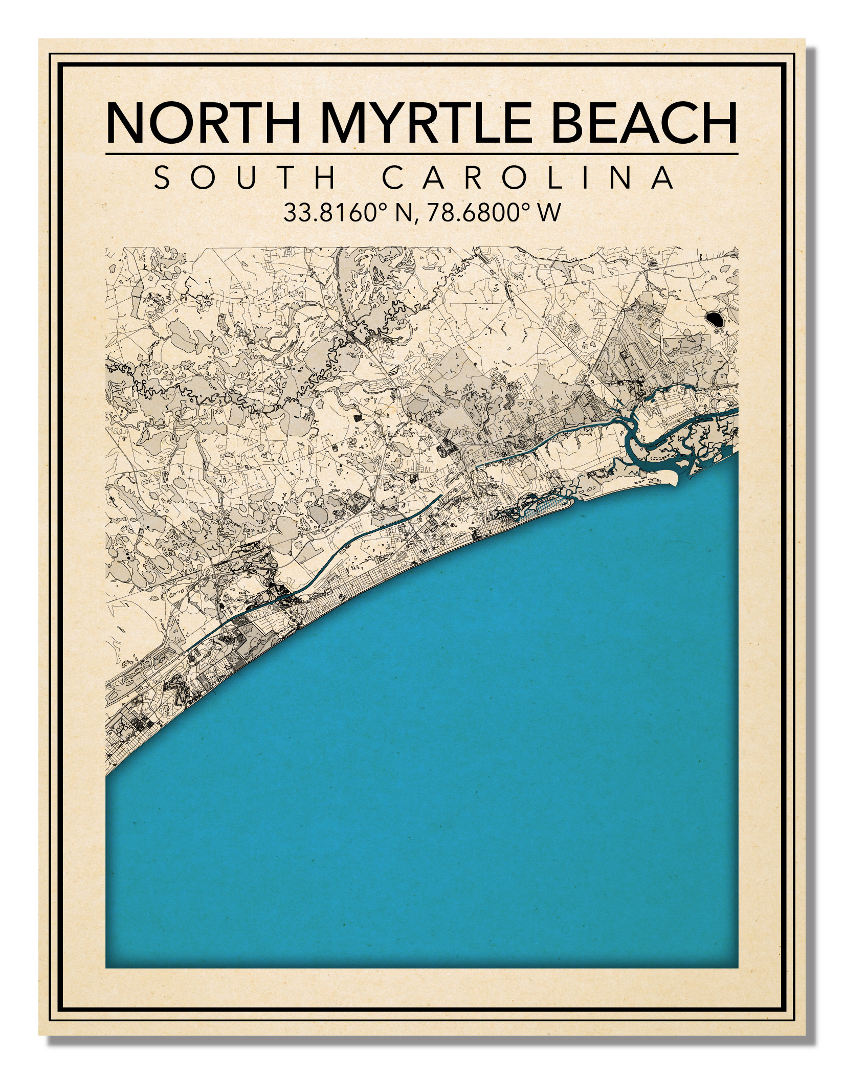 Wall Art Map of North Myrtle Beach - Etsy