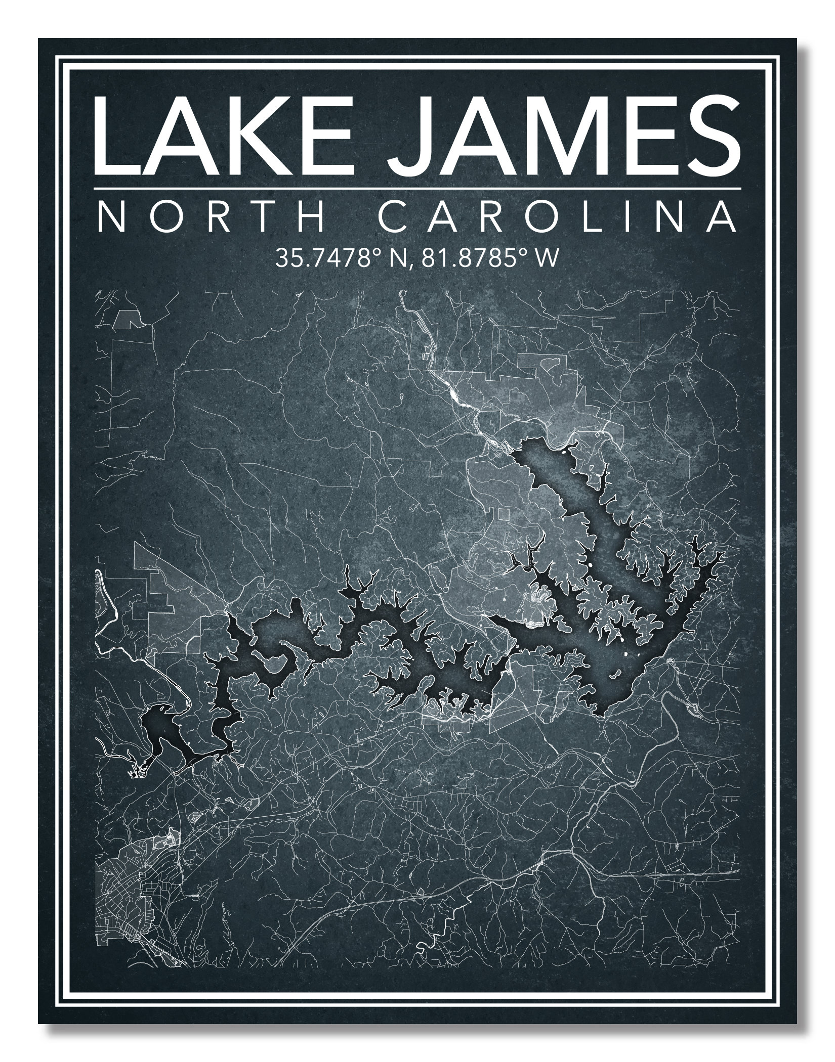 Wall Art Map Print of Lake James, North Carolina!!! - Etsy