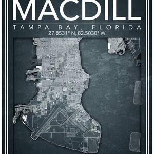 Wall Art Map Print of Air Force Base Macdill, Florida! - Etsy
