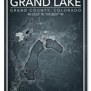 Wall Art Map Print of Grand Lake, Grand County, Colorado, 80447, United ...