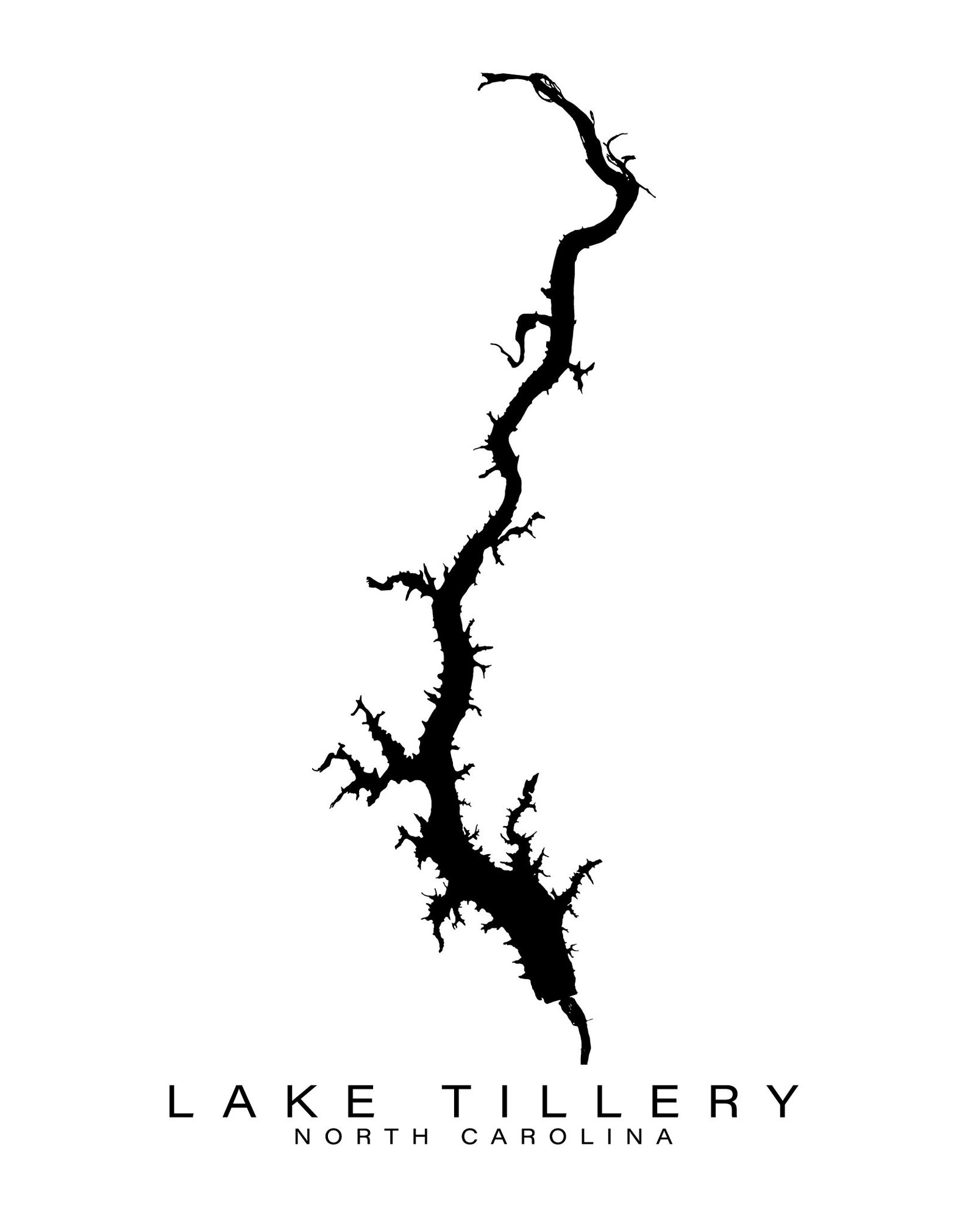 Wall Art Map Print of Lake Tillery North Carolina | Etsy