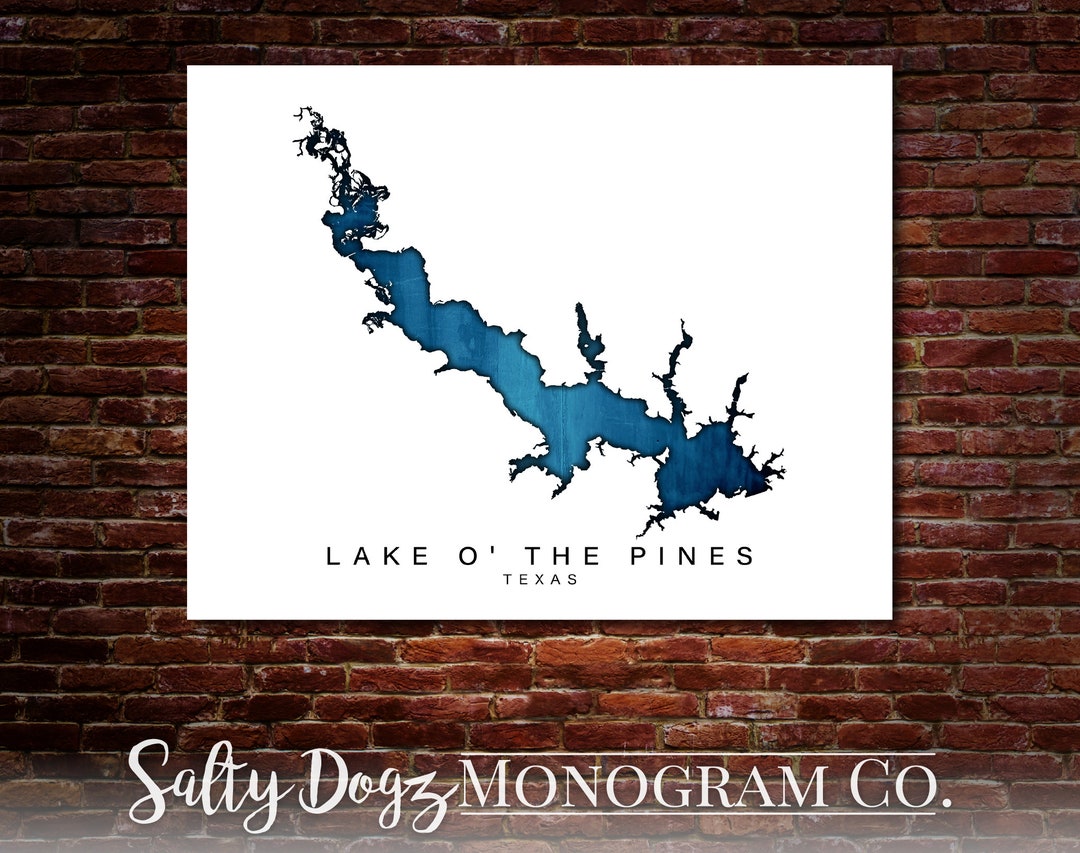 Wall Art Map Print of Lake O' the Pines, Texas! - Etsy