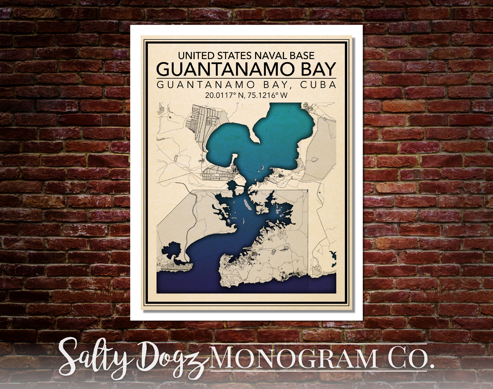 Wall Art Map of United States Naval Guantanamo Bay. - Etsy