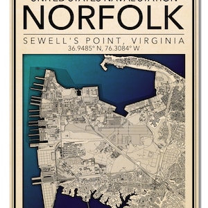 Wall Art Map Print of Naval Station Norfolk, Virginia! - Etsy
