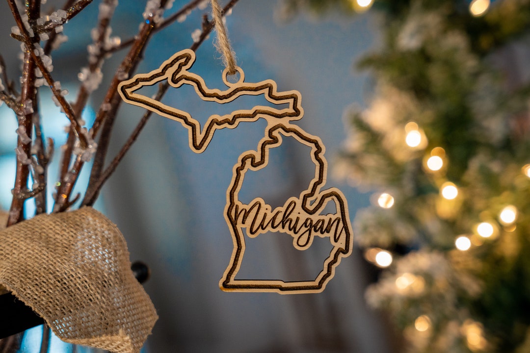 Michigan- Laser Cut United States Birch Wood Ornament! - Etsy