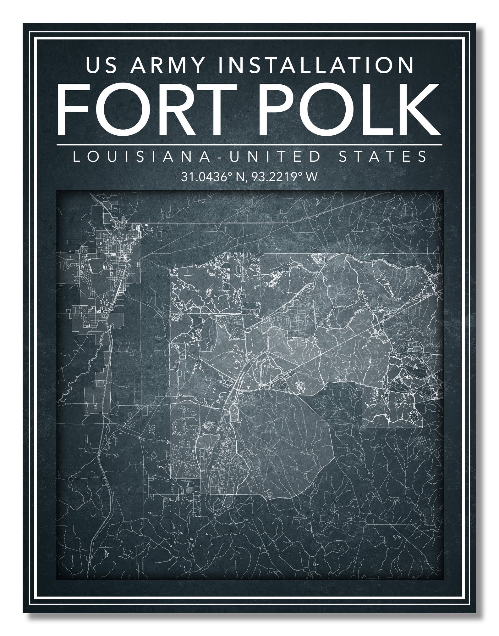 Wall Art Map of Fort Polk Louisiana - Etsy