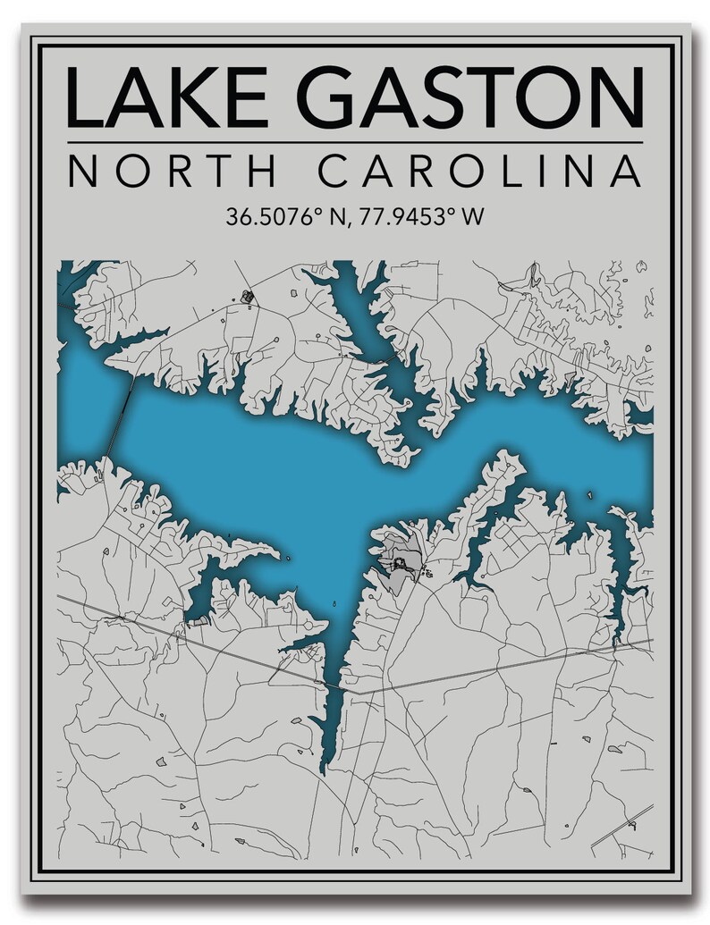 Wall Art Map Lake Gaston NC - Etsy