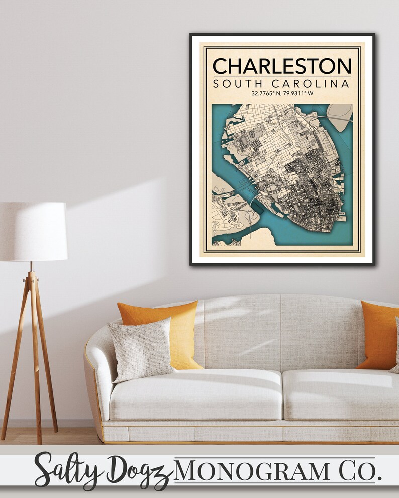 Wall Art Map Print Charleston, South Carolina! - Etsy