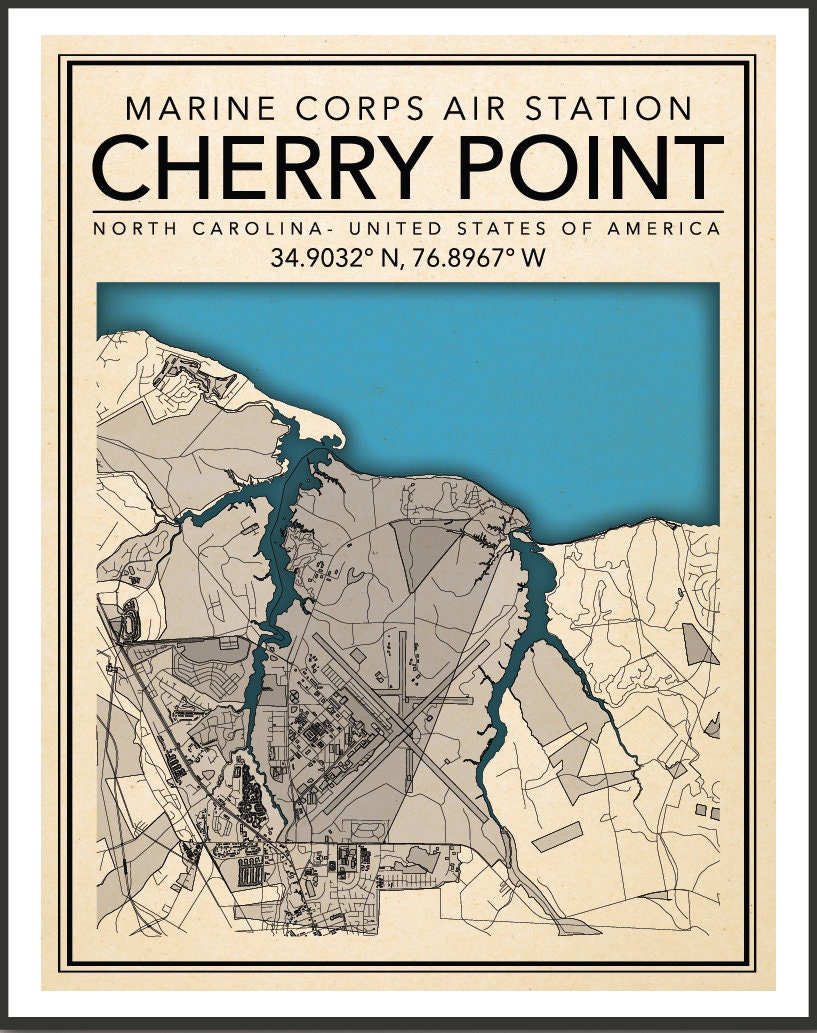 Wall Art Map Marine Corps Air Station Cherry Point Havelock - Etsy