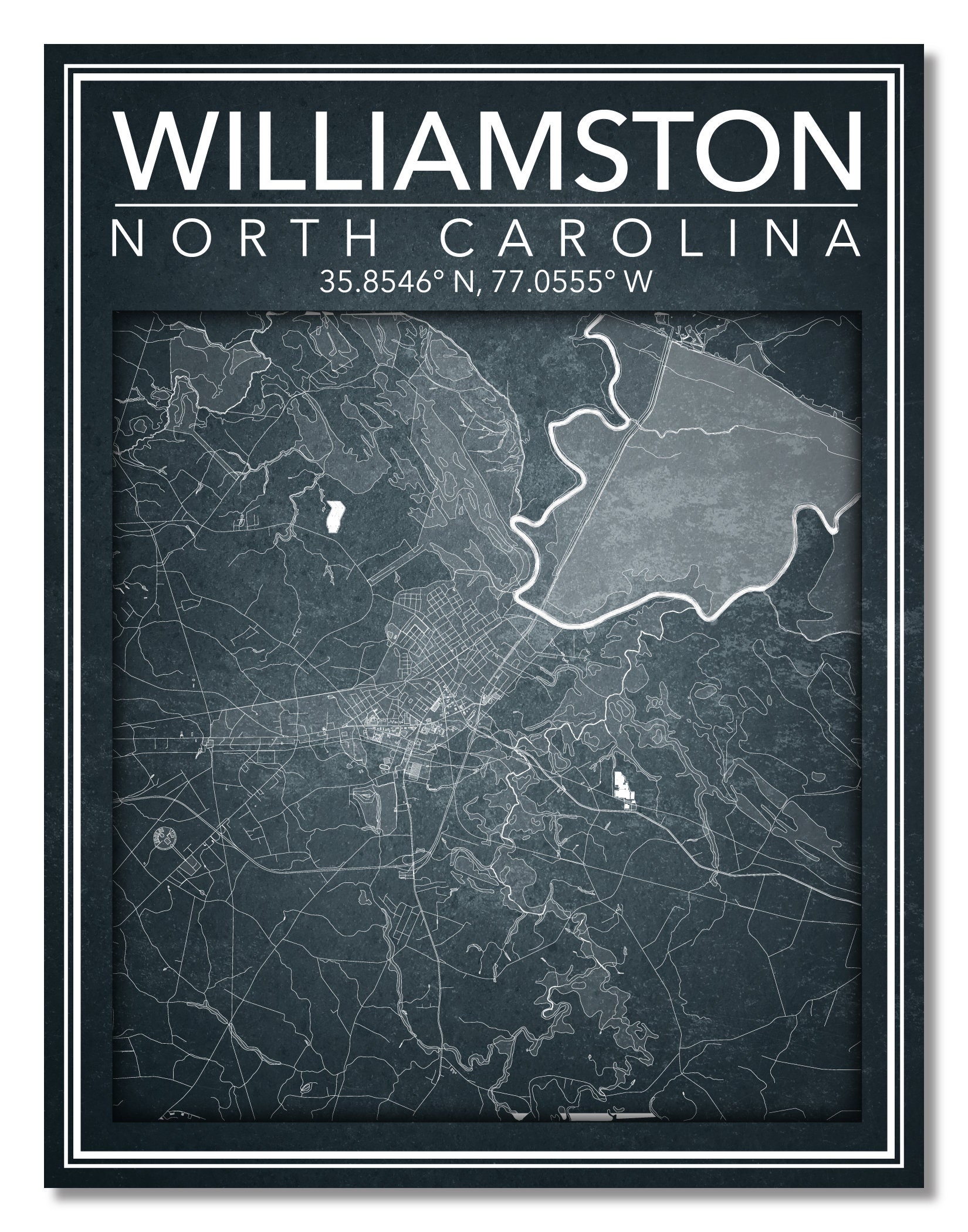 Wall Art Map Print of Williamston North Carolina - Etsy