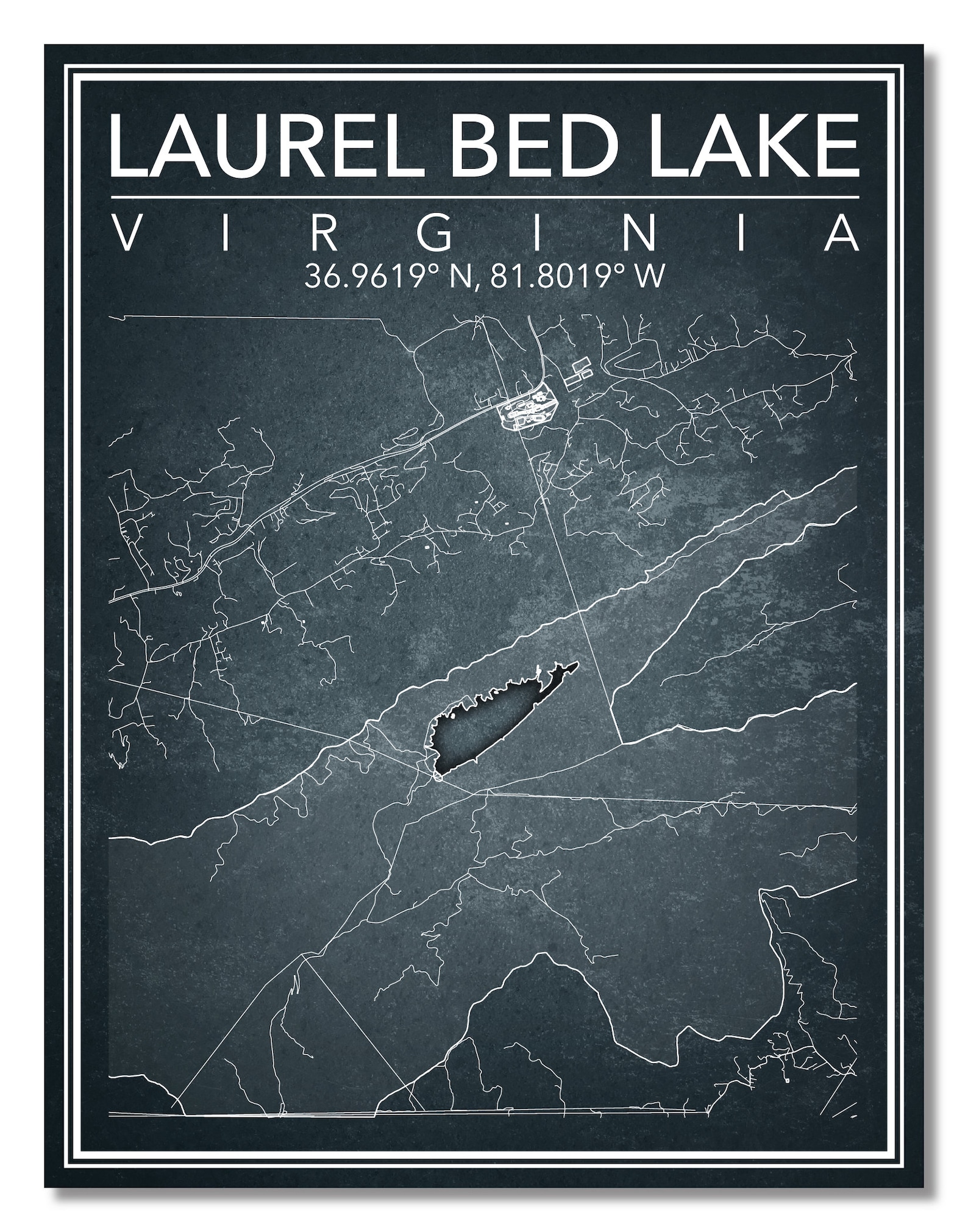 Wall Art Map Print of Laurel Bed Lake Virginia - Etsy UK