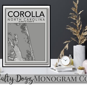 Wall Art Map Print Corolla, North Carolina! - Etsy