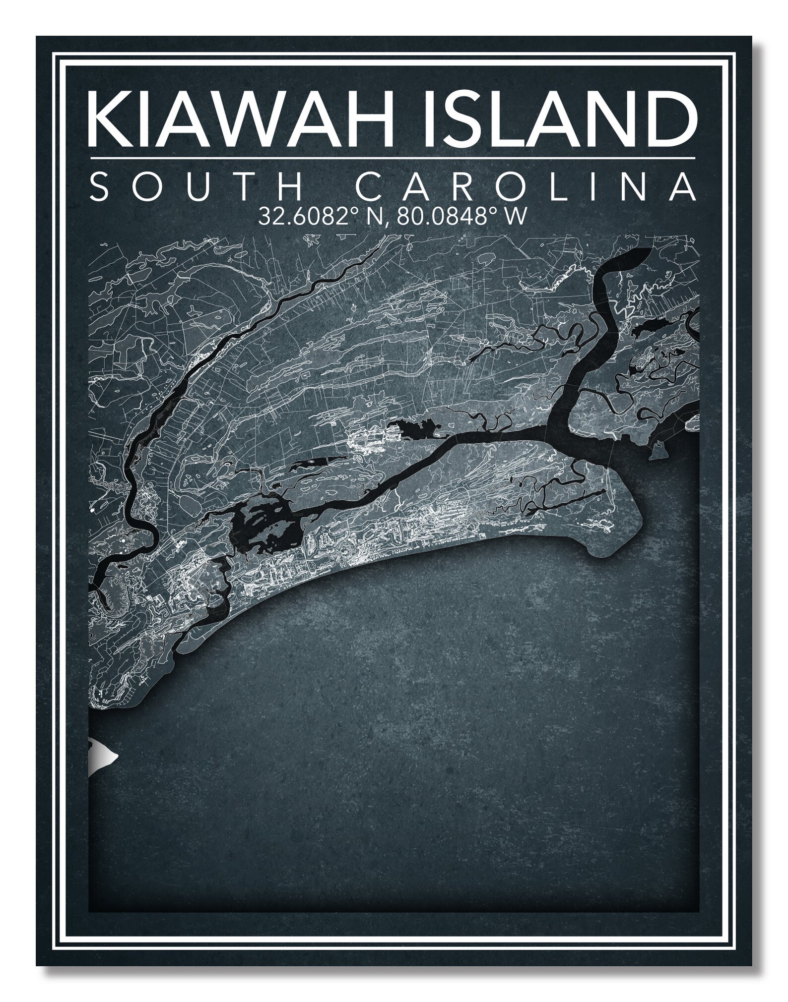 Wall Art Map Print of Kiawah Island Charleston County South - Etsy
