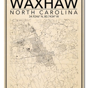 Wall Art Map Waxhaw, North Carolina!!! - Etsy