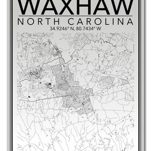 Wall Art Map Waxhaw, North Carolina!!! - Etsy