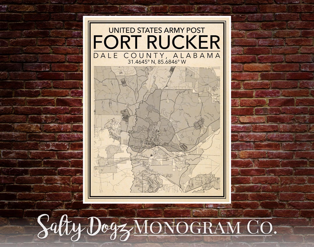 Wall Art Map Print of United States Army Post Fort Rucker, Alabama. - Etsy