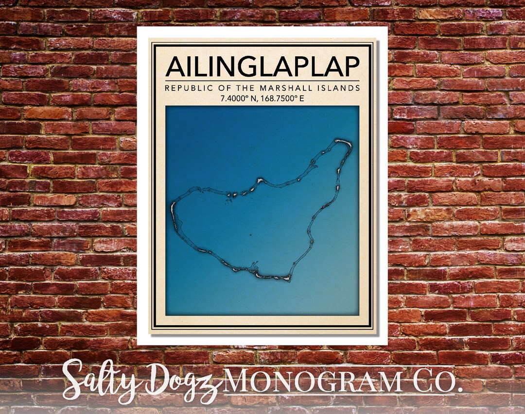 Wall Art Map Print of Ailinglaplap Atoll, Republic of the Marshall ...