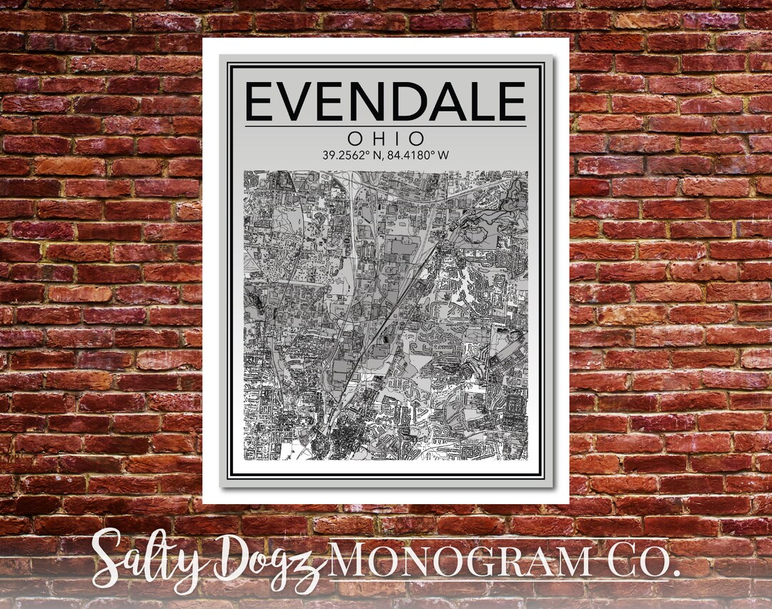Wall Art Map Print of Evendale, Ohio!!! - Etsy
