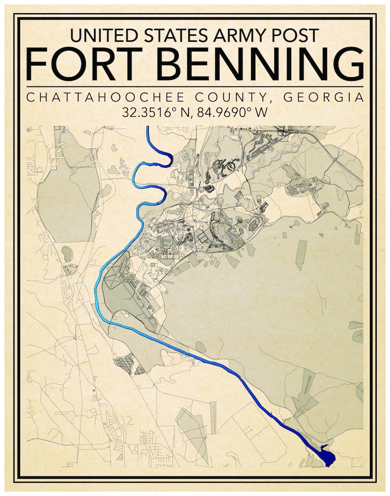 Wall Art Map Print of US Army Post Fort Benning, Georgia!! - Etsy