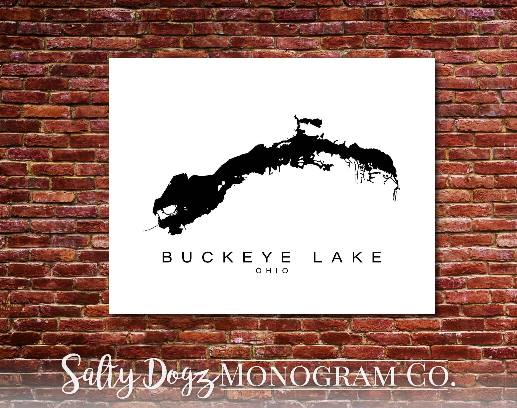 Wall Art Map Print of Buckeye Lake Ohio | Etsy