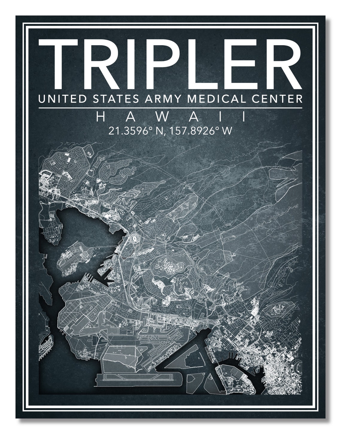 Wall Art Map Print of Tripler Army Medical Center Moanalua - Etsy