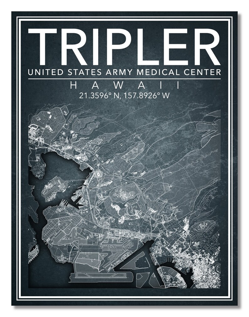 Wall Art Map Print of Tripler Army Medical Center Moanalua - Etsy