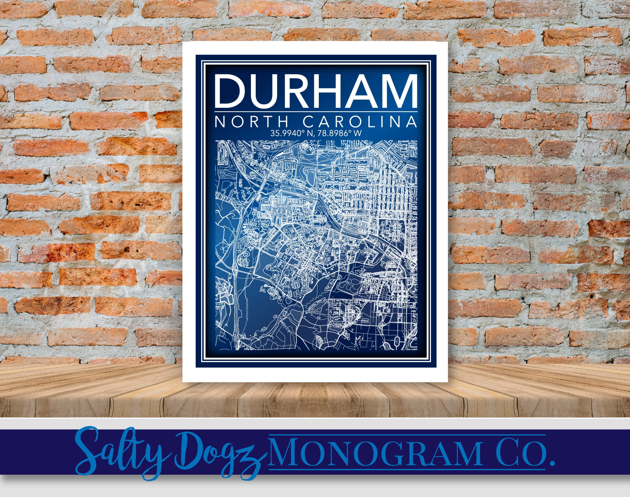 Wall Art Map Durham, NC!!! - Etsy