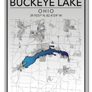 Wall Art Map Print of Buckeye Lake, Ohio! - Etsy