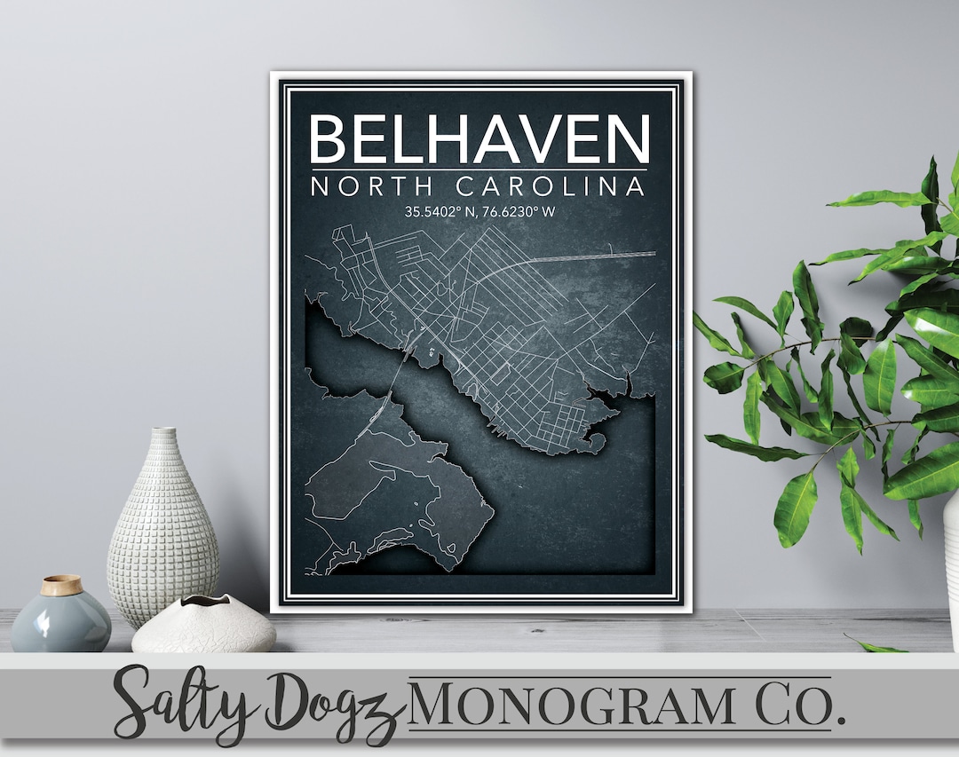 Wall Art Map Print Belhaven, NC!!! - Etsy