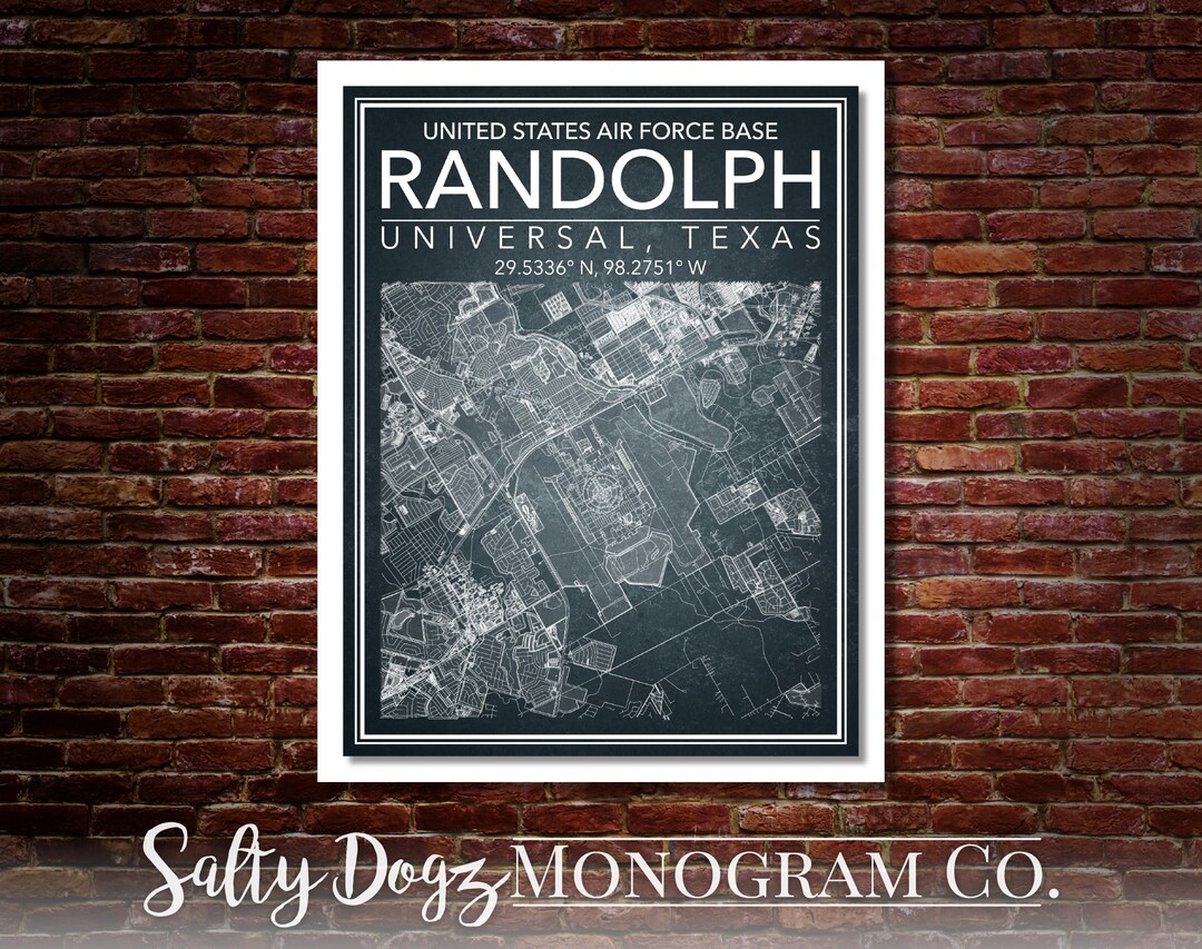 Wall Art Map Print of United States Air Force Base Randolph- Universal ...