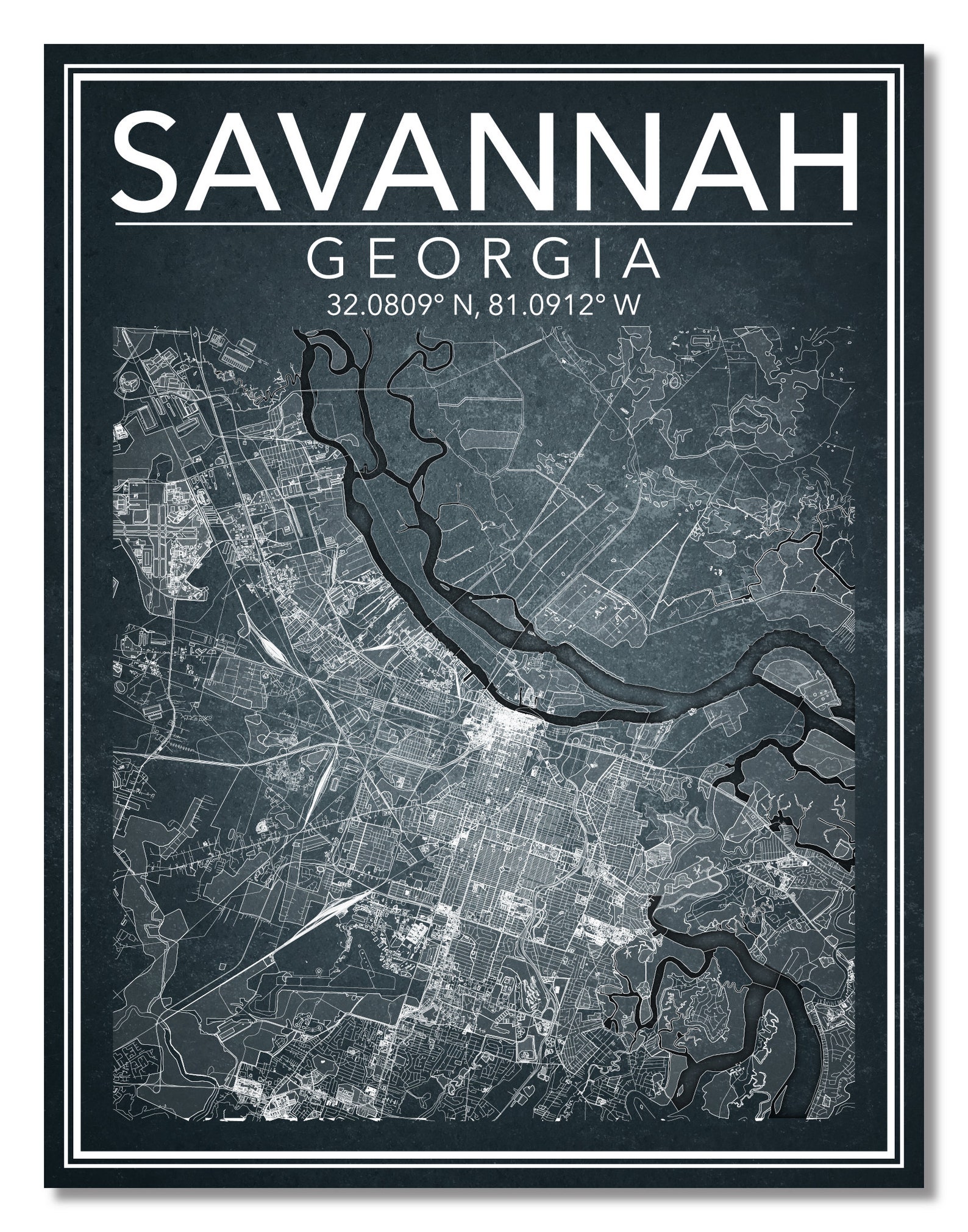 Wall Art Map of Savannah, Georgia!!! - Etsy