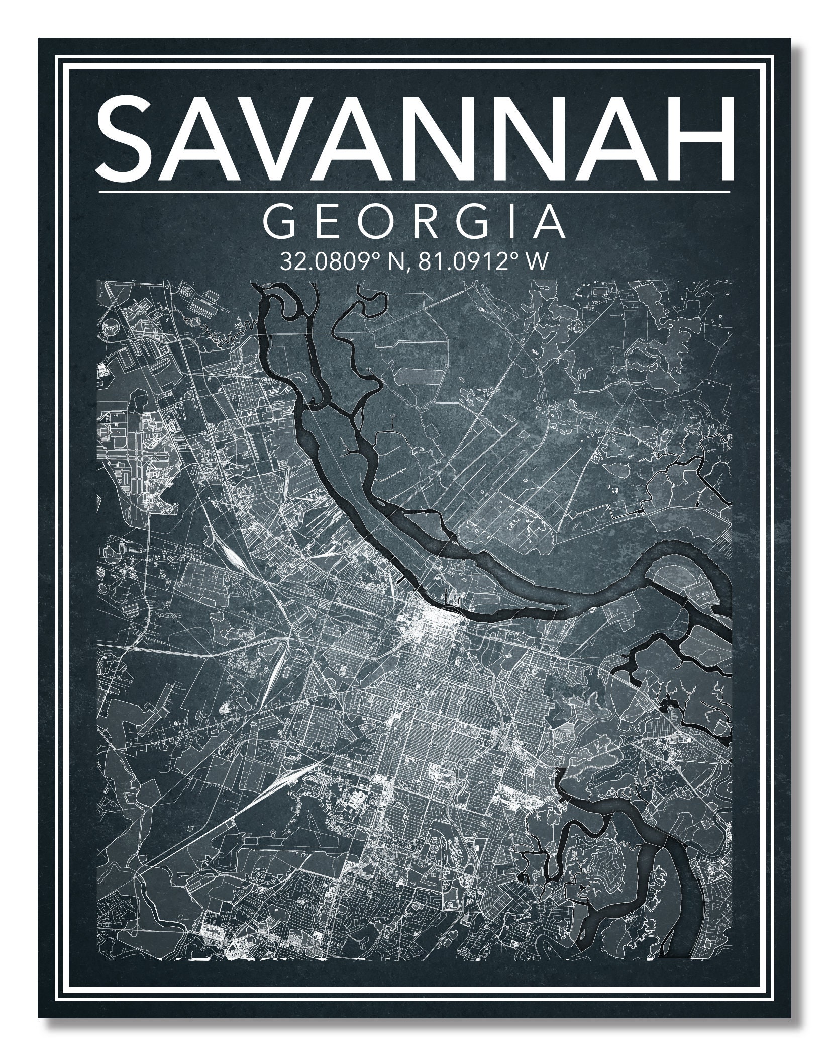 Wall Art Map of Savannah, Georgia!!! - Etsy