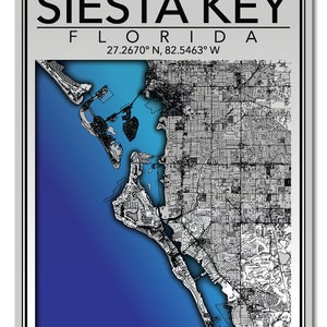 Wall Art Map Print of Siesta Key, Florida!! - Etsy