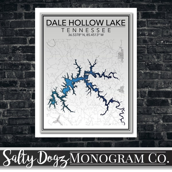 Map of Dale Hollow Lake - Etsy