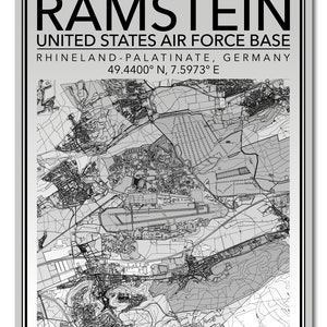 Wall Art Map of Ramstein Air Base, Rhineland-palatinate, Germany. - Etsy