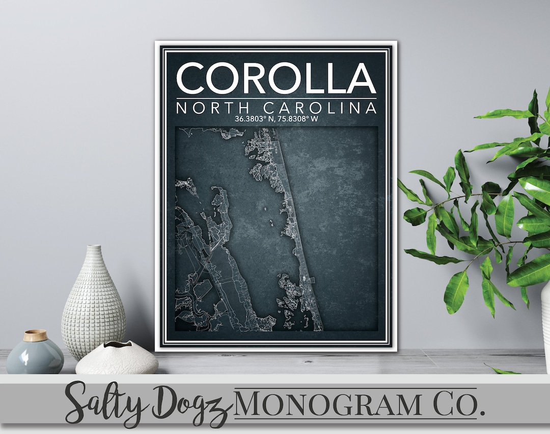 Wall Art Map Print Corolla, North Carolina! - Etsy