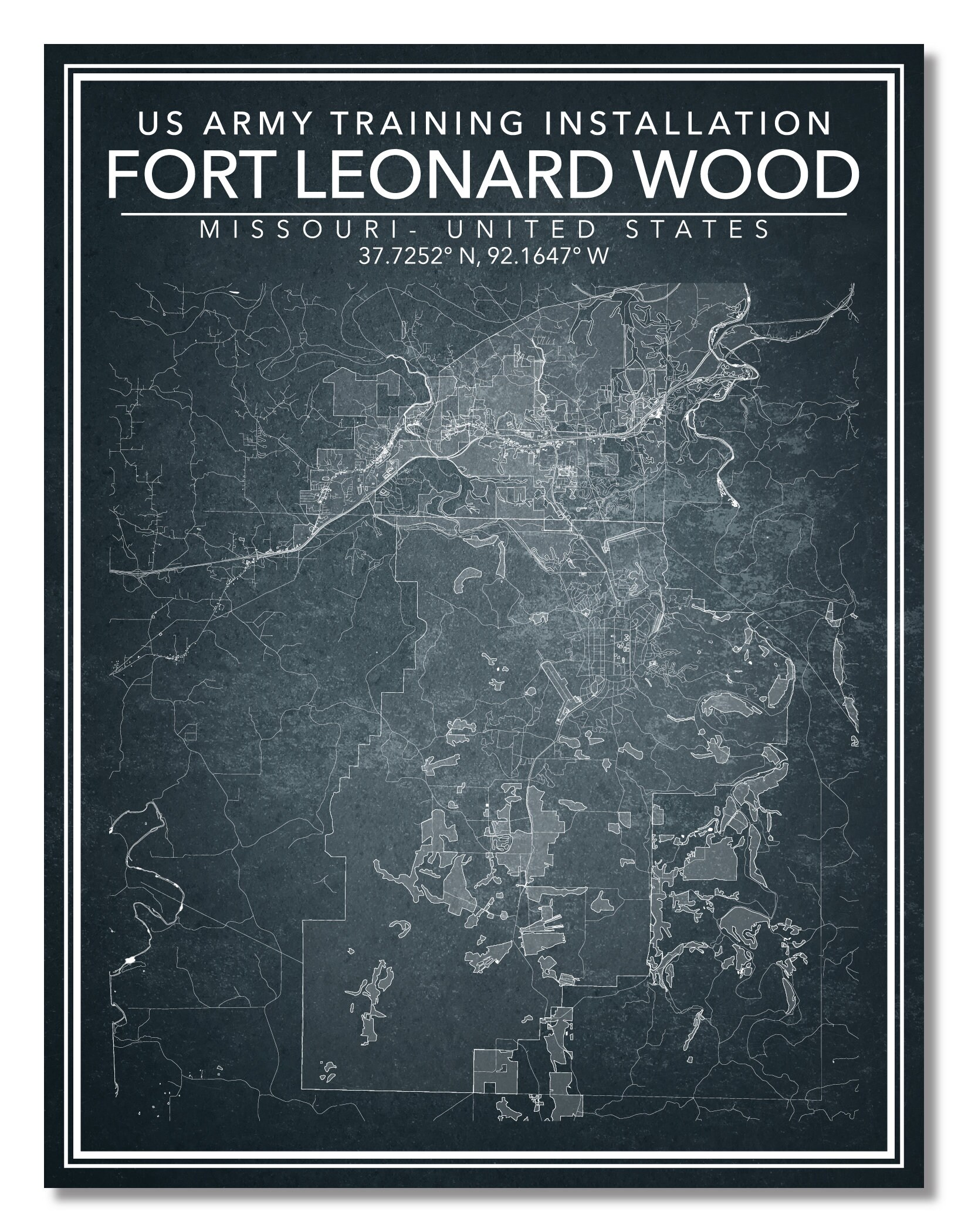Wall Art Map of United States Army Training Installation Fort - Etsy