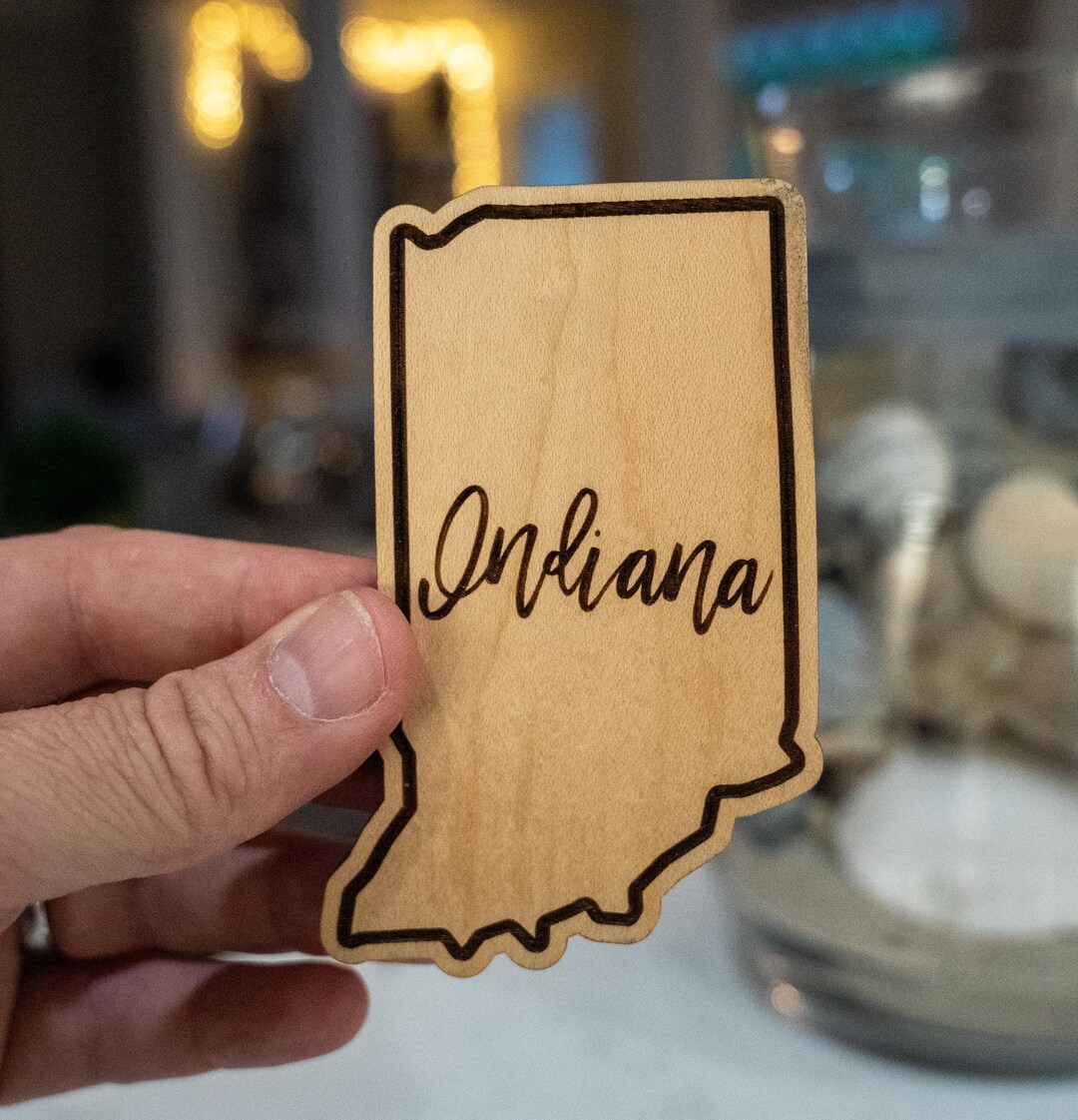 Indiana / Maple Wood Magnet / Laser Engraved / House Warming Gift! - Etsy