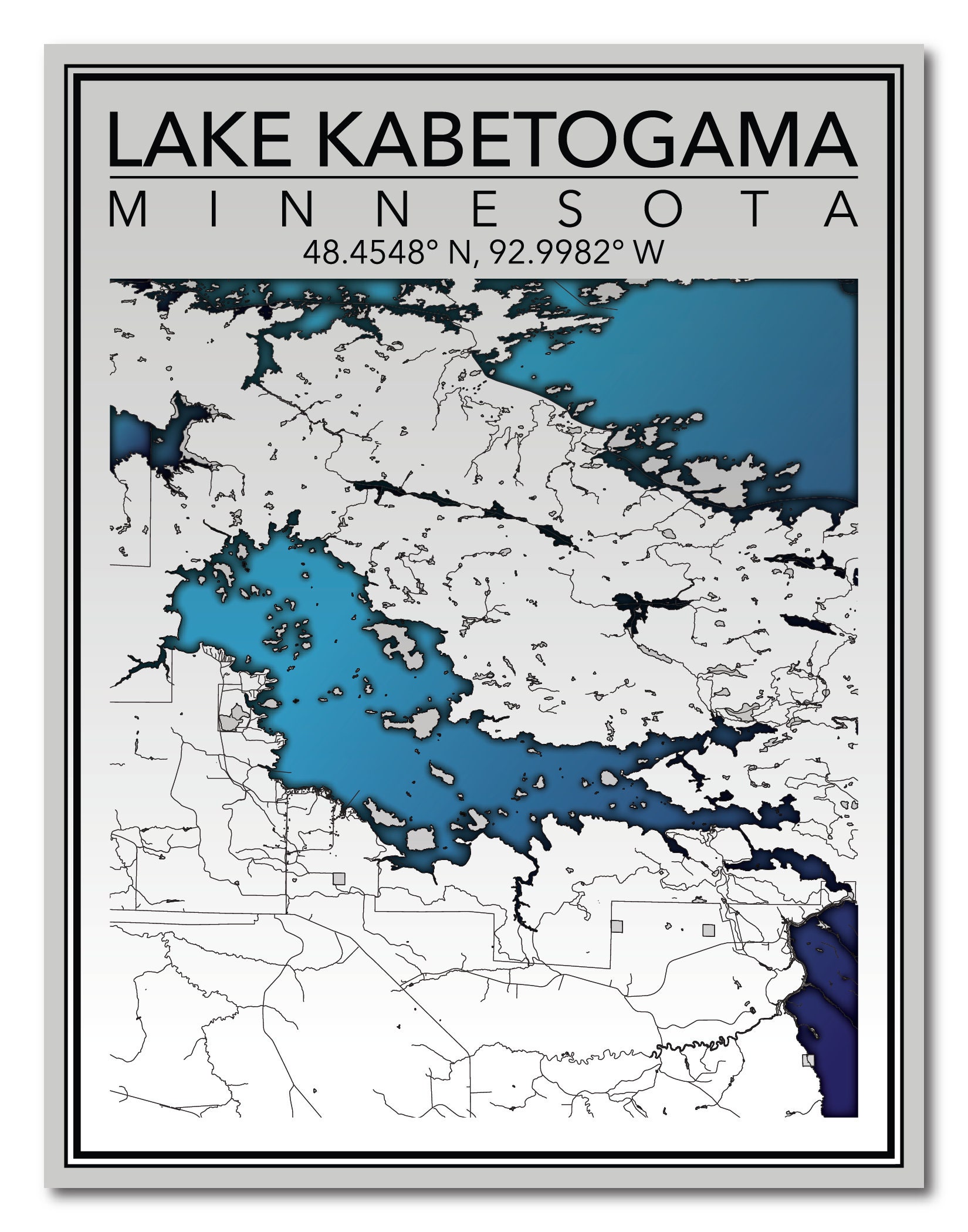 Wall Art Map Print of Lake Kabetogama Minnesota | Etsy