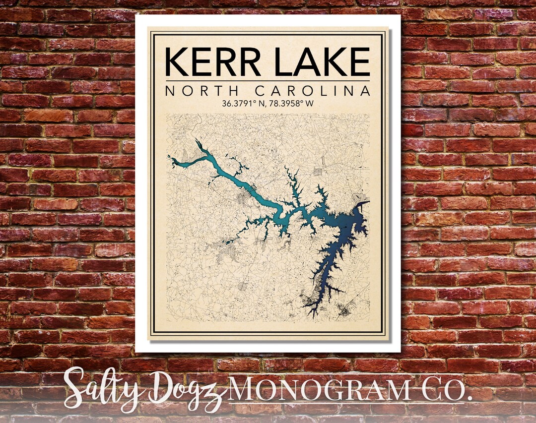 Wall Art Map Print of Kerr Lake, North Carolina!!! - Etsy