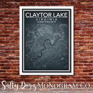 Wall Art Map Print of Claytor Lake, Virginia! - Etsy
