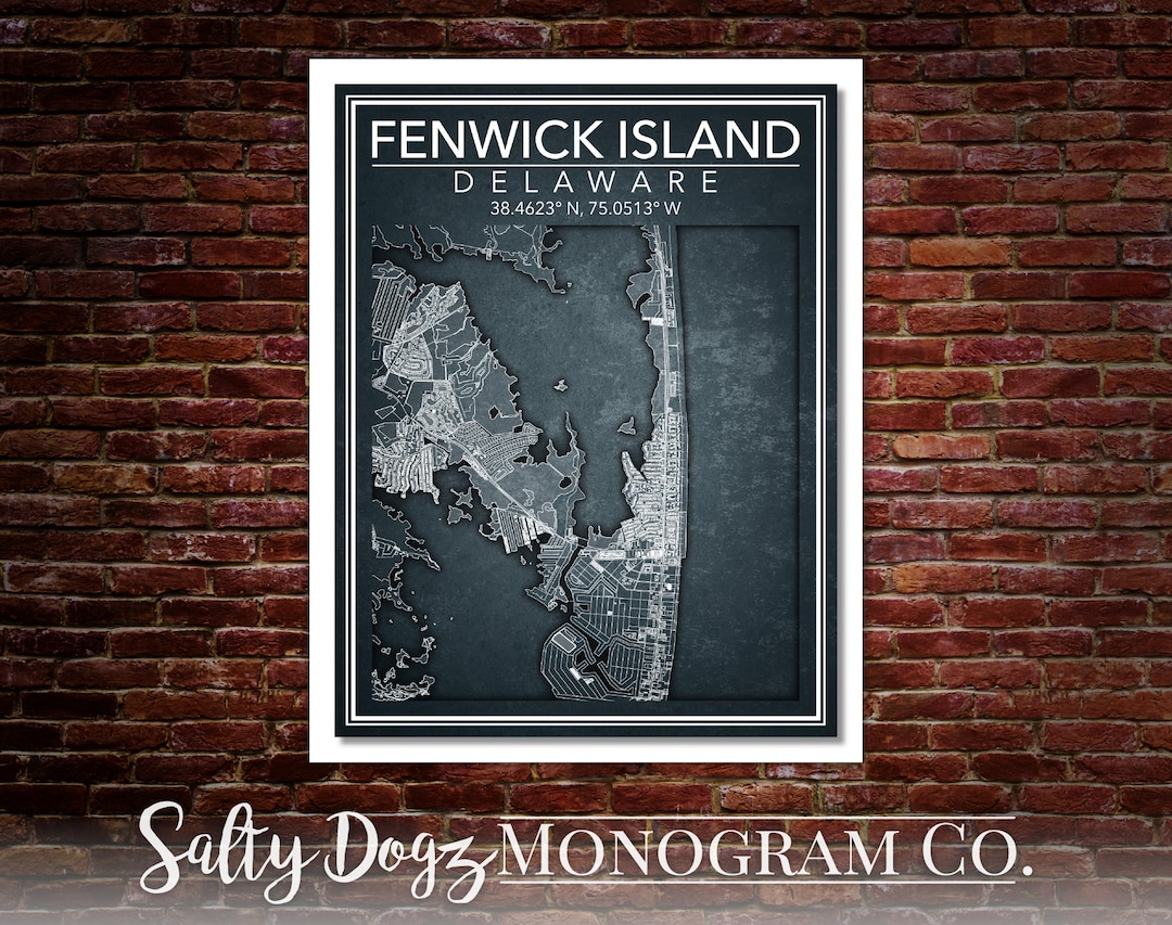 Wall Art Map Print of Fenwick Island, Delaware! - Etsy