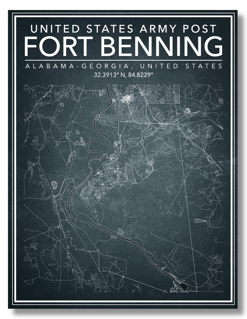 Wall Art Map United States Army Base Fort Benning | Etsy