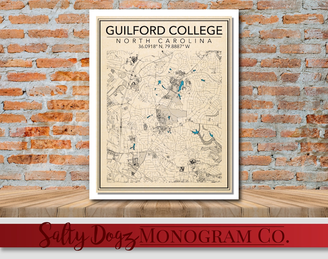 Wall Art Map Print of Guilford College, North Carolina!!! - Etsy
