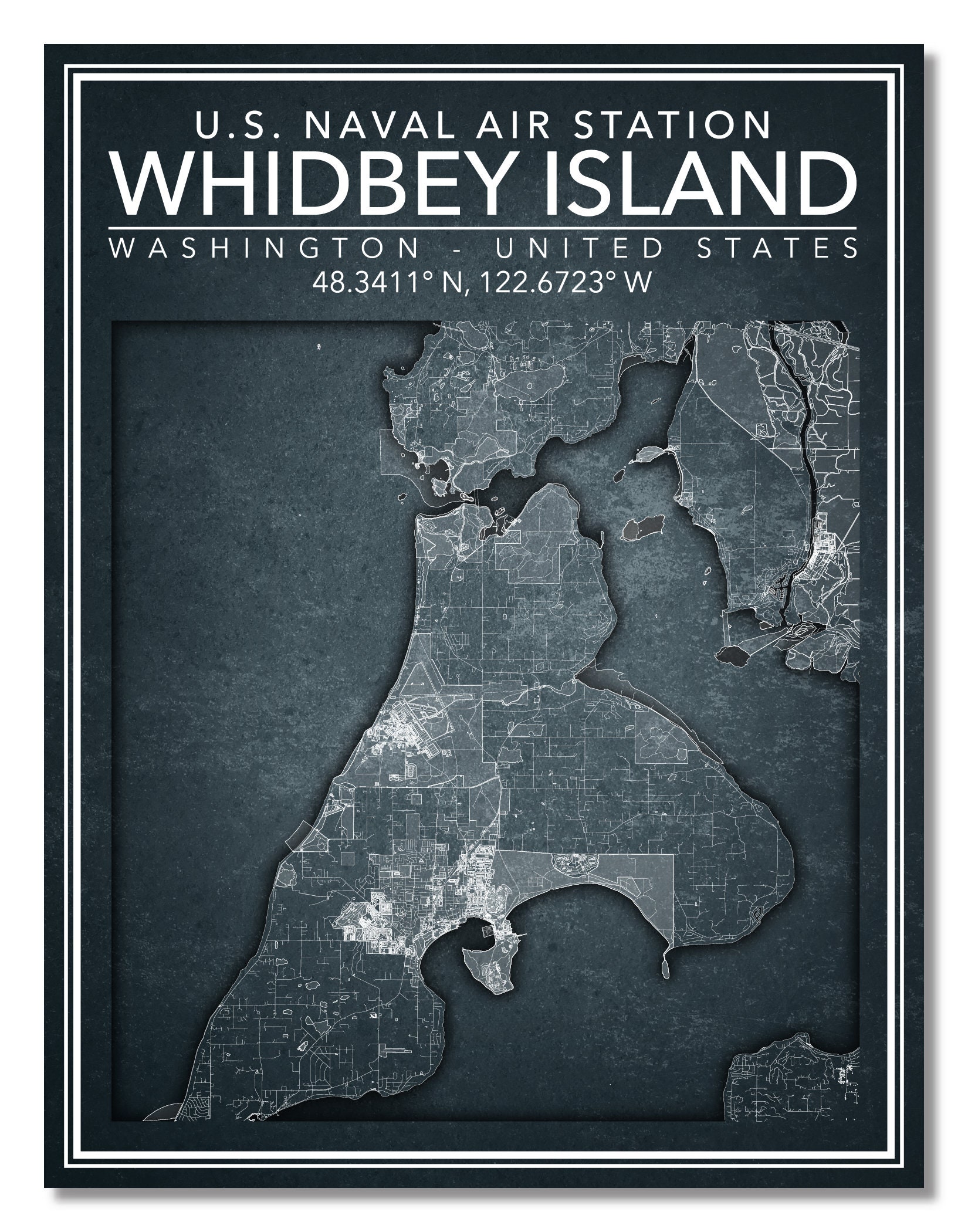 Wall Art Map Print of Naval Air Station Whidbey Island - Etsy UK