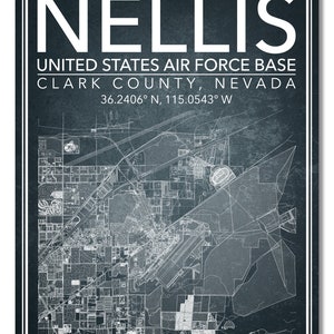 Wall Art Map of Nellis Air Force Base, Clark County, Nevada, United ...