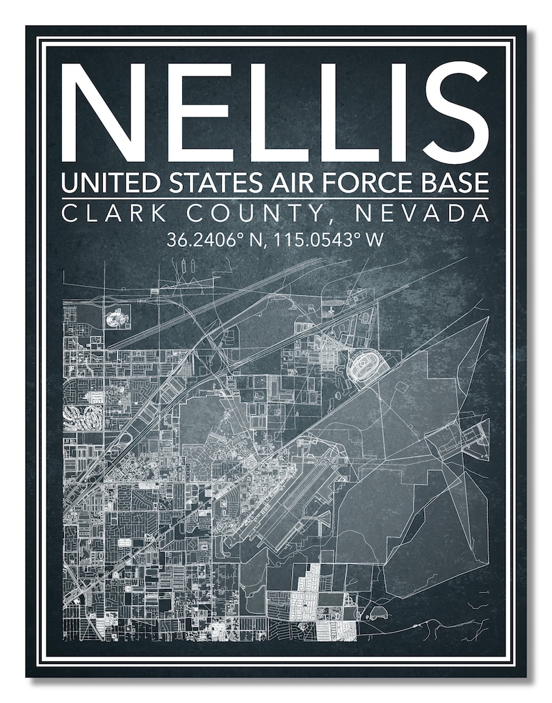 Wall Art Map of Nellis Air Force Base Clark County Nevada - Etsy