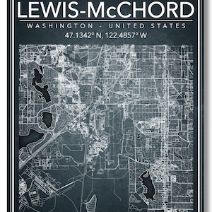 Wall Art Map US Army Joint Base Lewis–mcchord- Washington! - Etsy