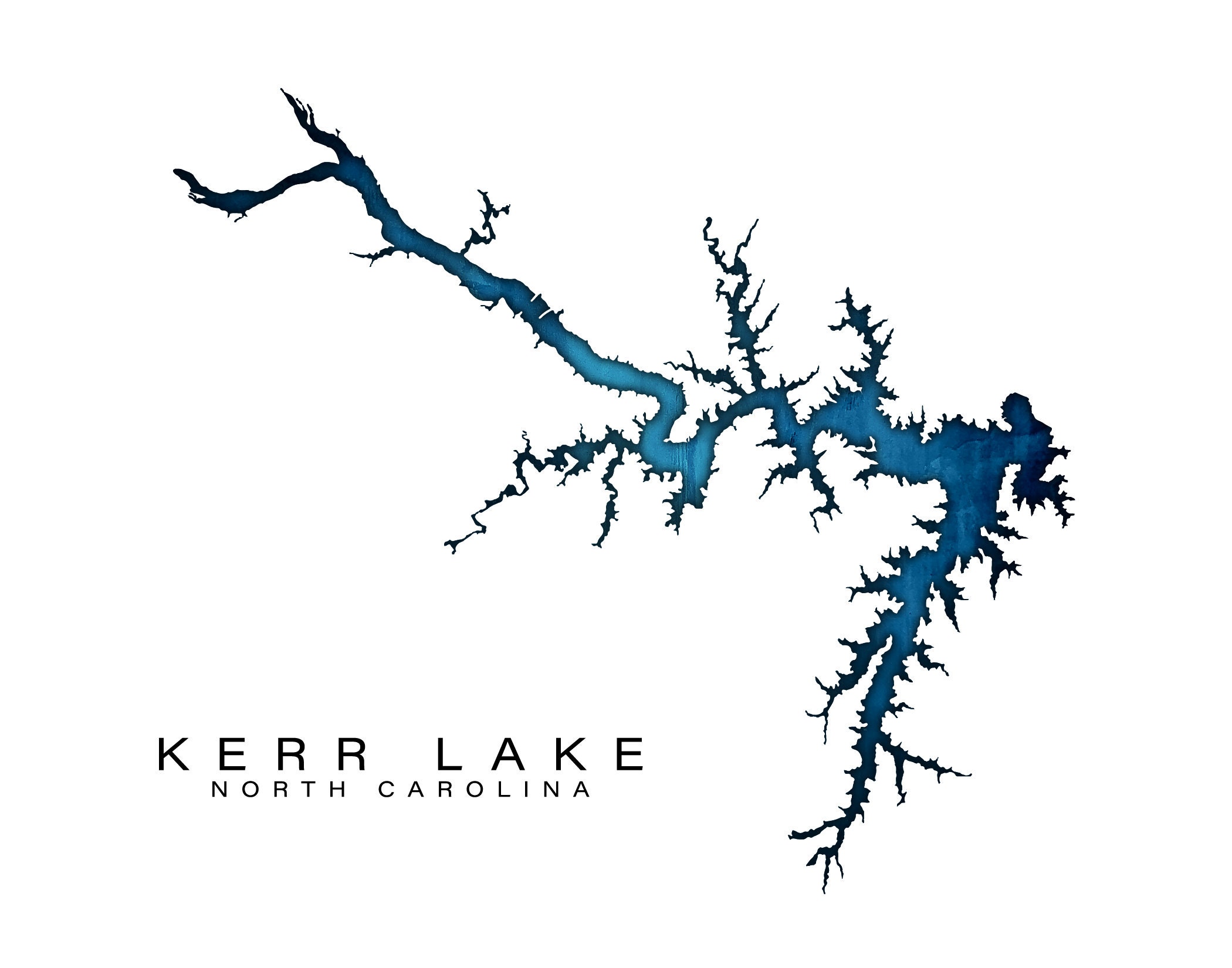 Wall Art Map Print of Kerr Lake North Carolina - Etsy